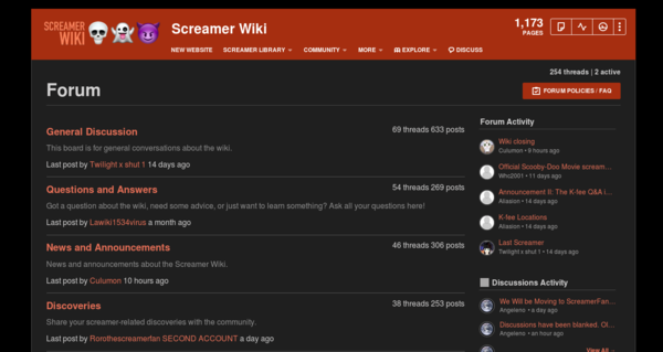 Archive:Welcome to the Forums! - Screamer Wiki